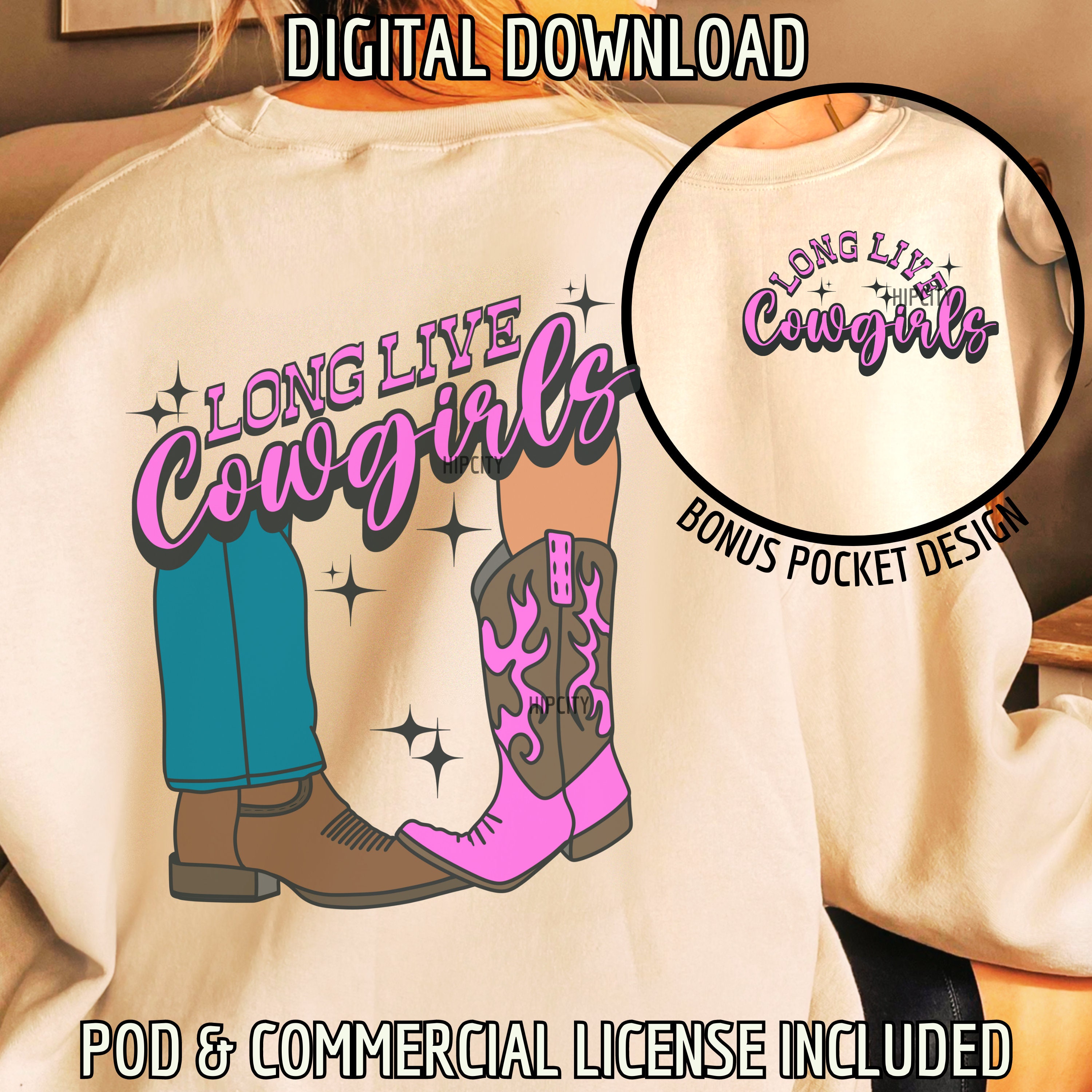 Long Live Cowgirls PNG Bundle for Sublimation, Western Pocket Set, Punchy PNG, Cowgirl Boots ...