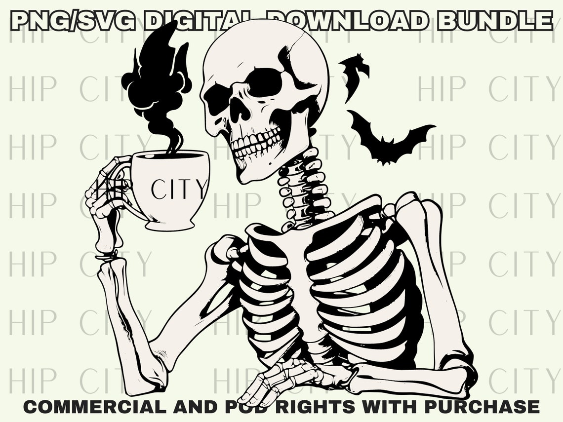 Skeleton Drinking Coffee SVG Skeleton PNG Coffee Cut File Skeleton ...