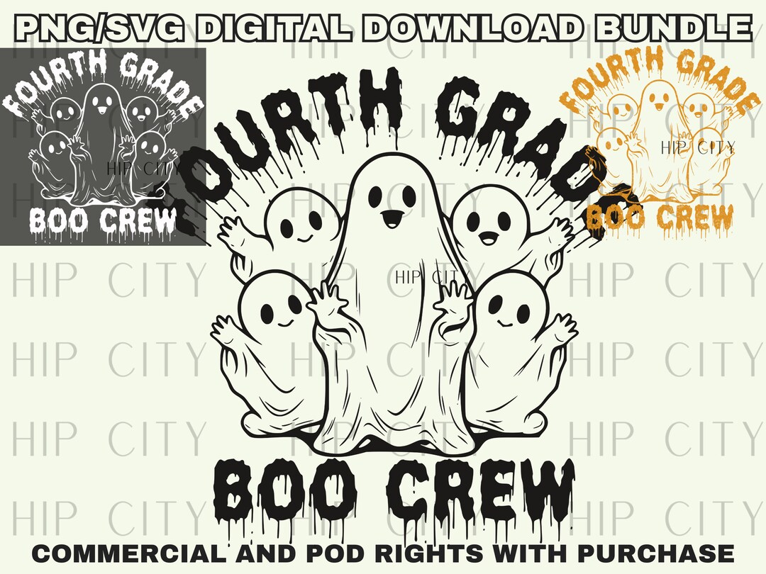 Fourth Grade Teacher SVG Ghost SVG Boo Crew SVG Spooky Season Png Cute ...