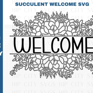 Succulent Door Hanger Template, Succulent Welcome Sign, Succulent for ...