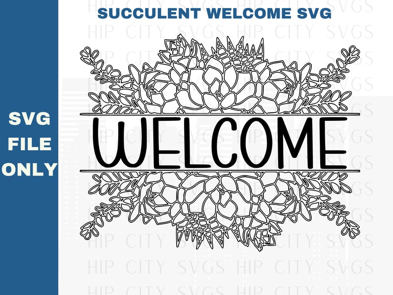 Succulent Door Hanger Template, Succulent Welcome Sign, Succulent for ...
