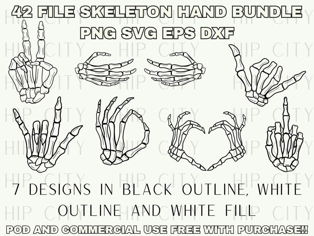 Skeleton Hands Bundle, Skeleton Hands SVG, Skeleton Hands PNG ...