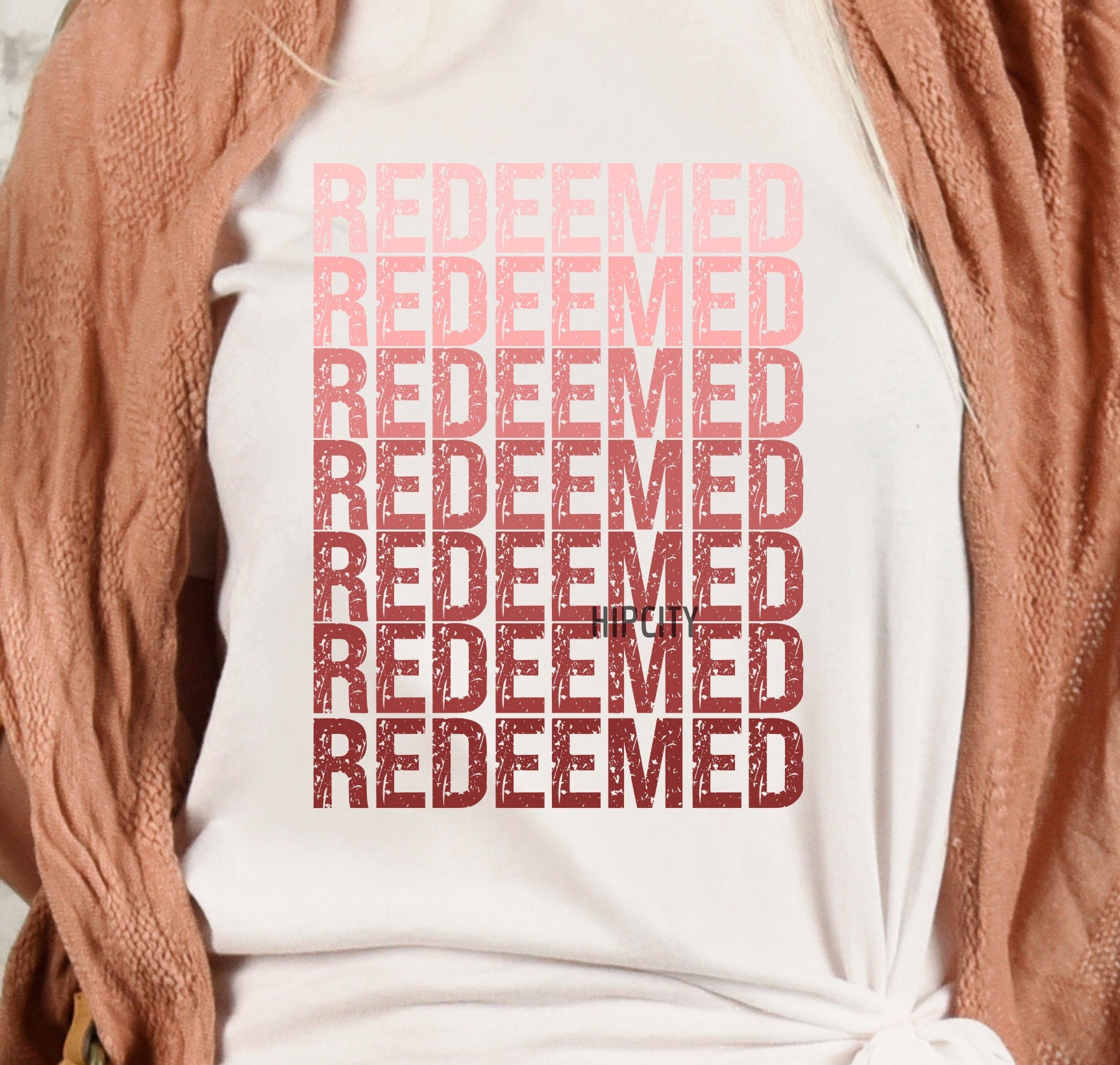 Redeemed Stacked Words Ombre PNG, Christian PNG for Sublimation, Jesus ...