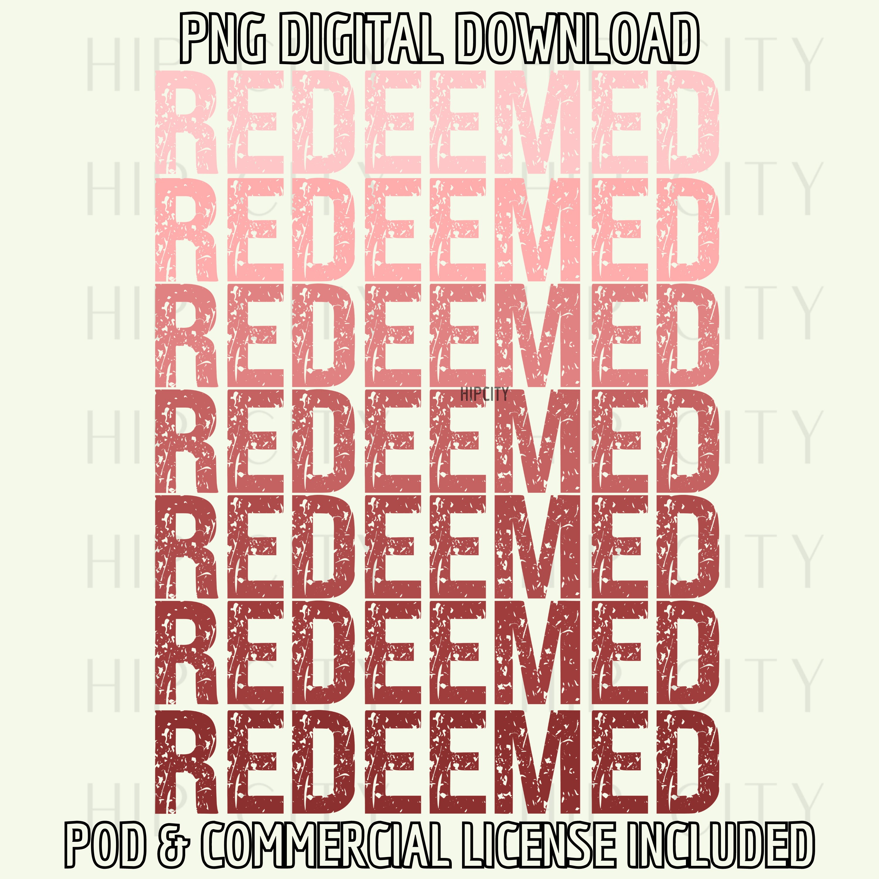 Redeemed Stacked Words Ombre PNG, Christian PNG for Sublimation, Jesus ...