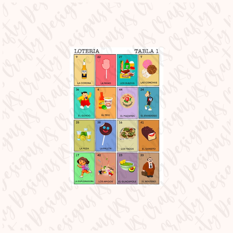 Lotería Mexicana PNG - Etsy