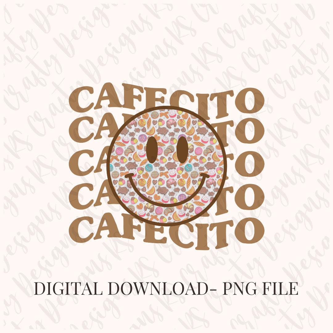 Cafecito With Pan De Dulce Smiley PNG - Etsy