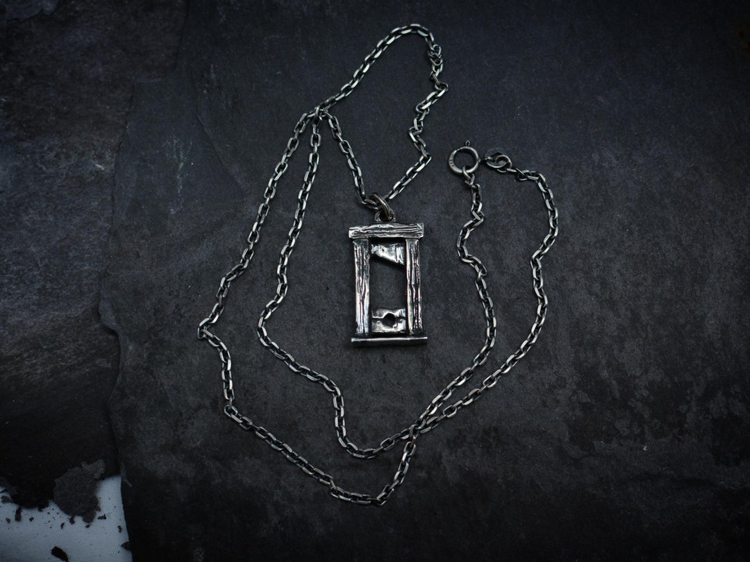 Handmade Sterling Silver Guillotine Pendant: Gothic Medieval Necklace ...