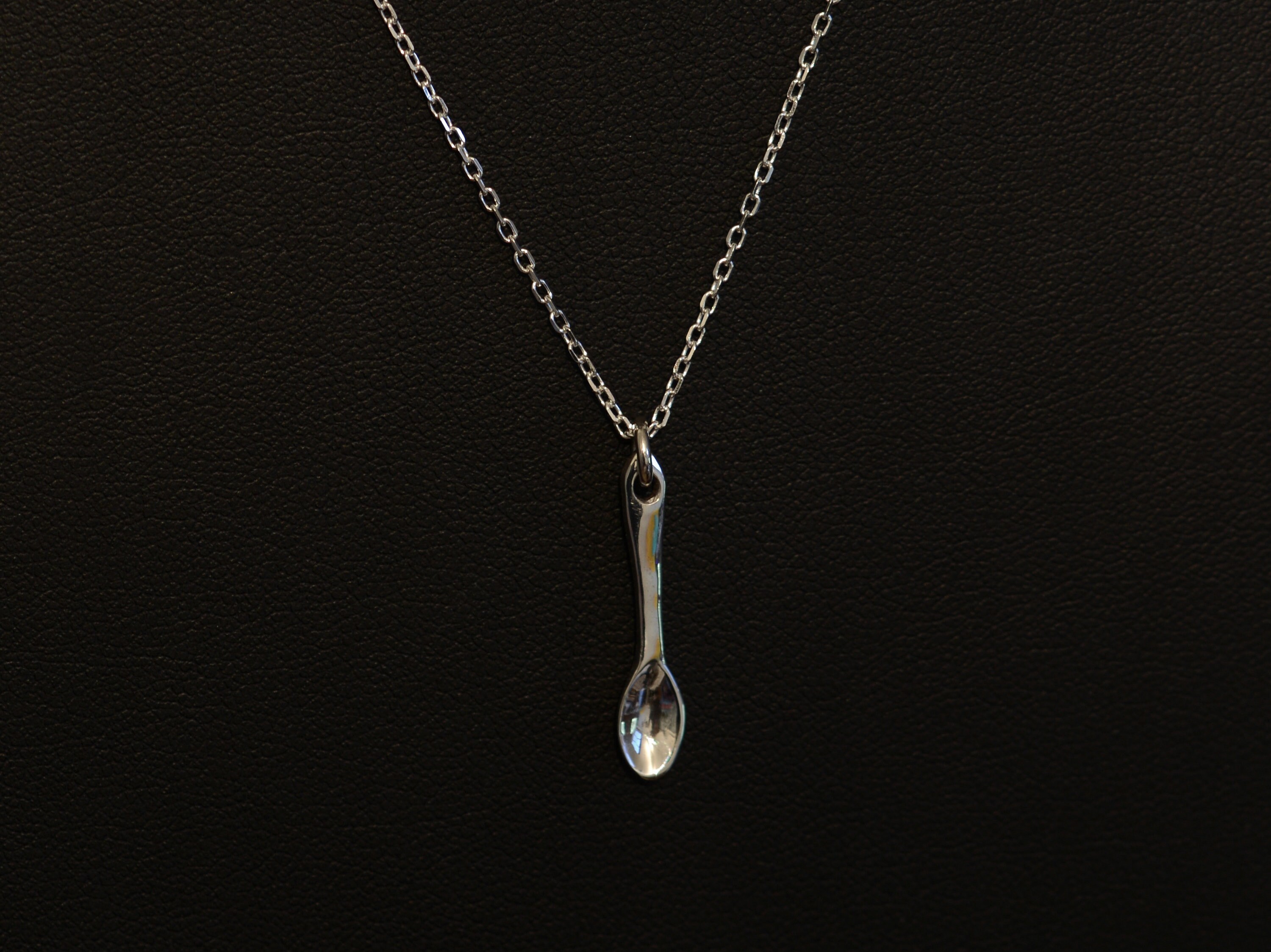 Mini Spoon Pendant Handmade in Solid Argentium Silver, Dainty Ornate ...