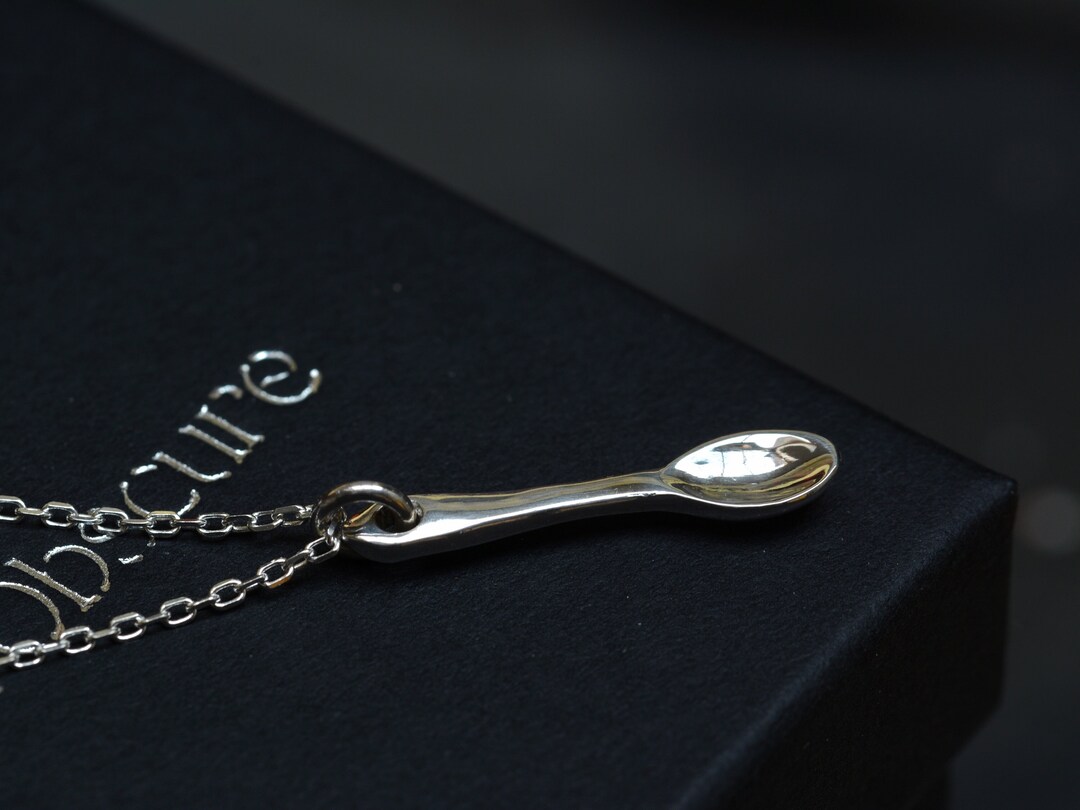 Mini Spoon Pendant Handmade in Solid Silver, Dainty Ornate Mini Spoon ...