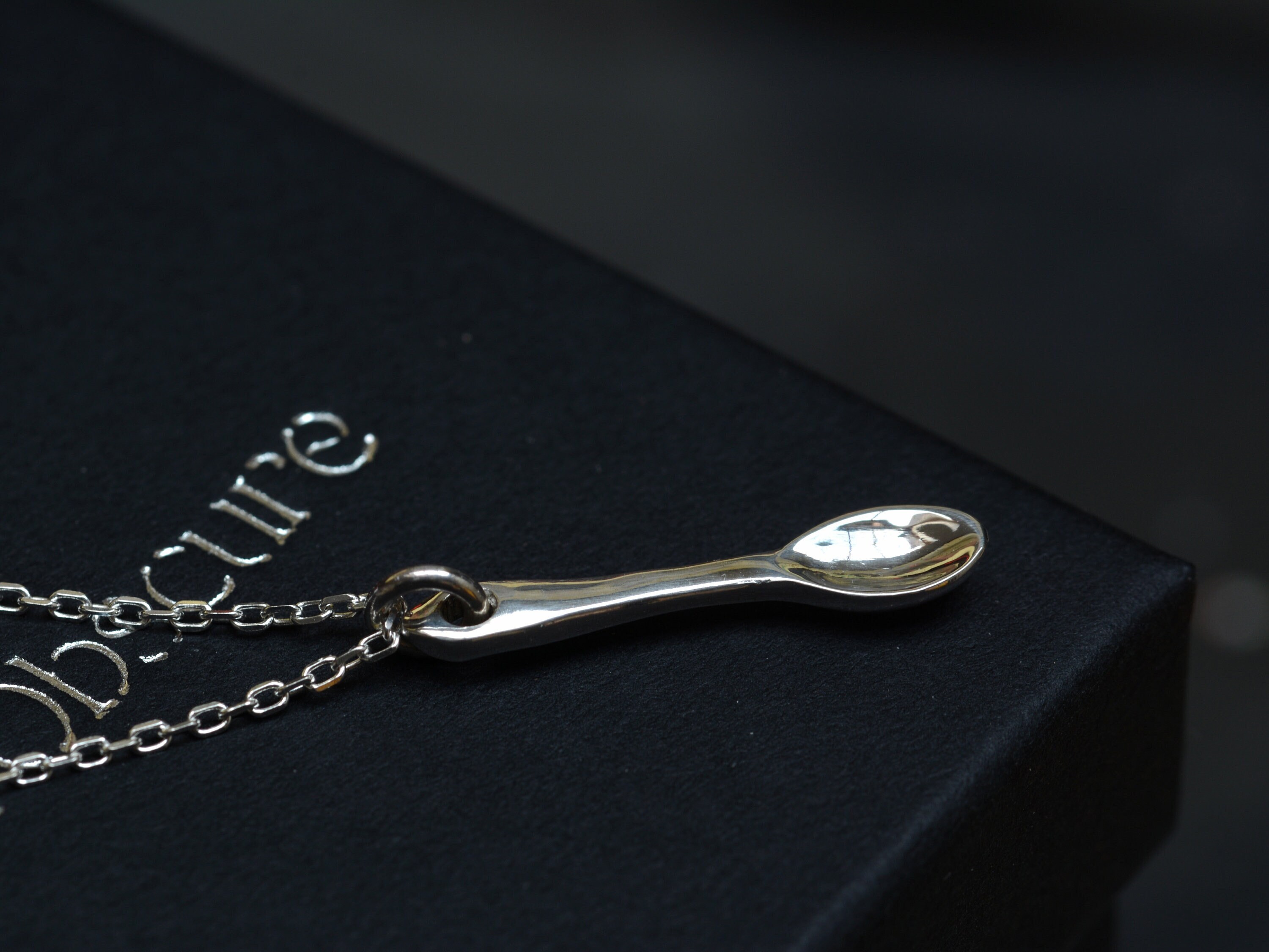 Mini Spoon Pendant Handmade in Solid Argentium Silver, Dainty Ornate ...