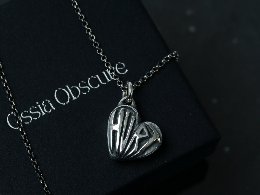 Handcarved 'hurt' Heart Pendant: Argentium Silver Edgy Necklace - Etsy