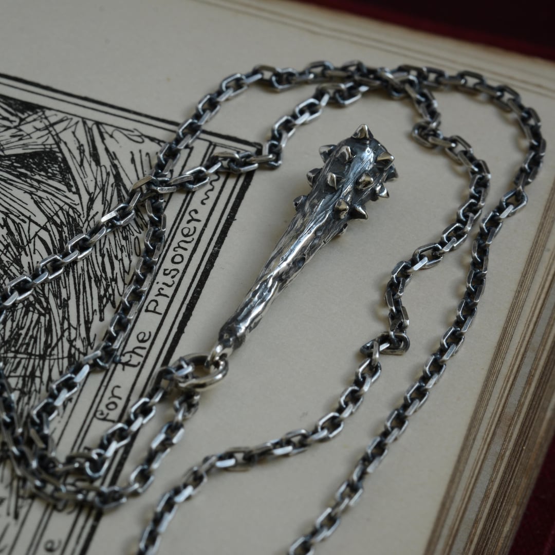 Mini Spiked Mace Pendant Handmade in Sterling Silver: Rustic Medieval ...