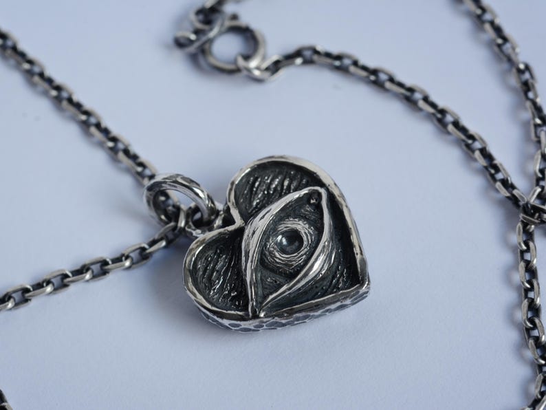Handmade Sterling Silver Evil Eye Heart Pendant - Gothic Jewelry - Etsy