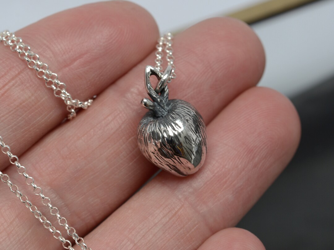 Dainty Apple Pendant Handmade in Solid Argentium Silver, Miniature ...