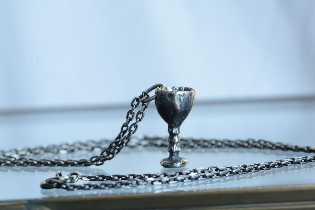 Melted Goblet Pendant Handmade in Solid Sterling Silver, Unisex Dark ...