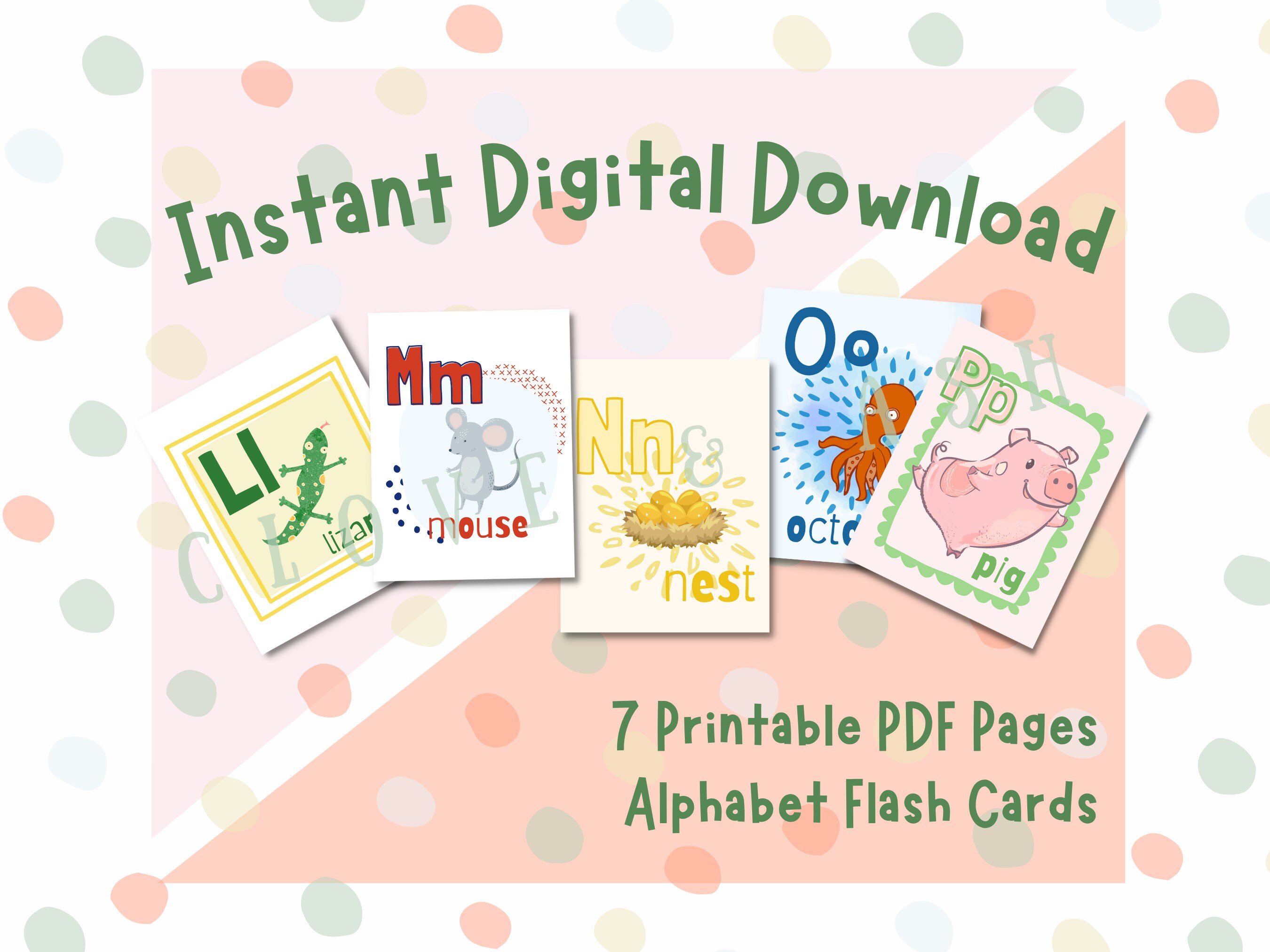 Alphabet Flash Cards Digital Download, Colorful ABC Flash Cards ...