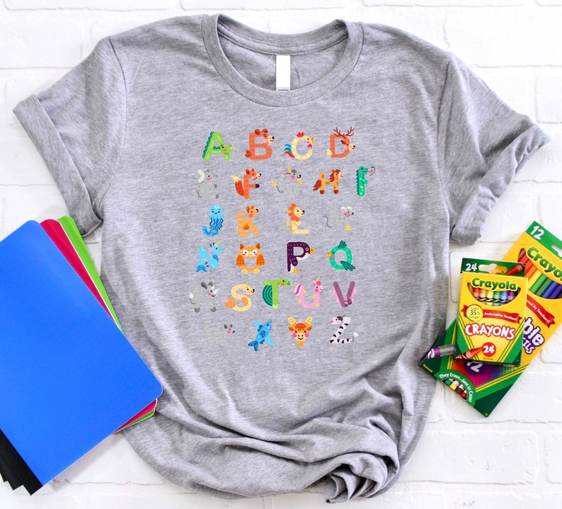 Alphabet Shirt,new Teacher Gift,abc Shirt, First Grade Shirts,alphabet ...