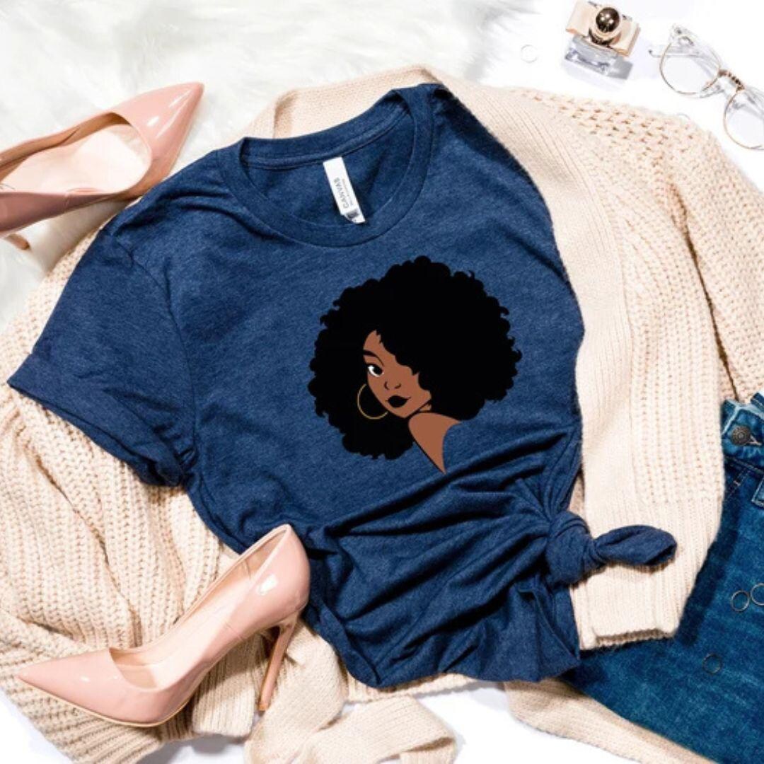 Black Woman T-shirt, Afro Woman Tees, Black History Month Shirt, Black ...