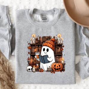 Reading Ghost Shirt, Ghost Reading Books Teacher Halloween for Women ...