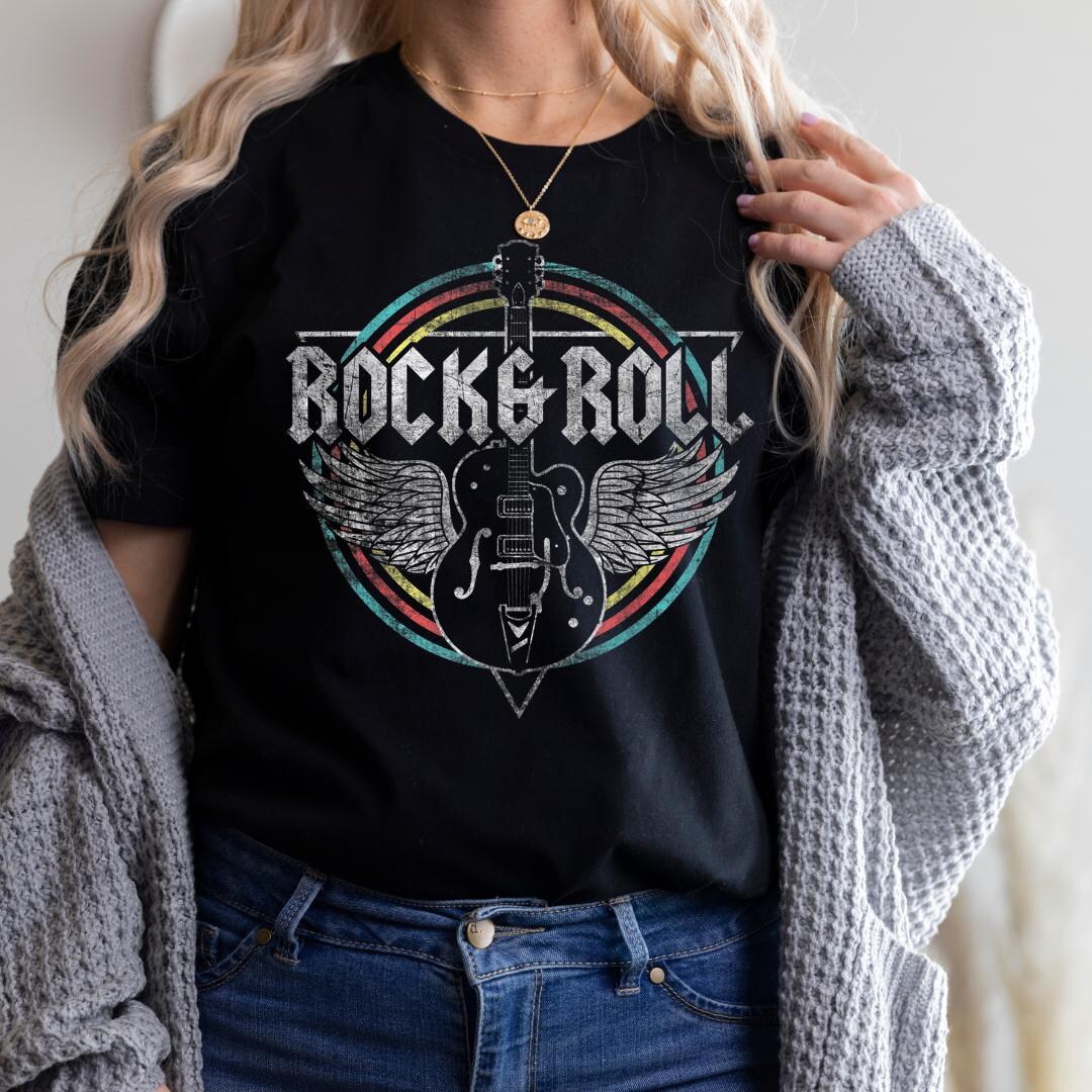 Rock and Roll Shirt,vintage Rock Band Shirt, Guitar Shirt, Gift for Her ...