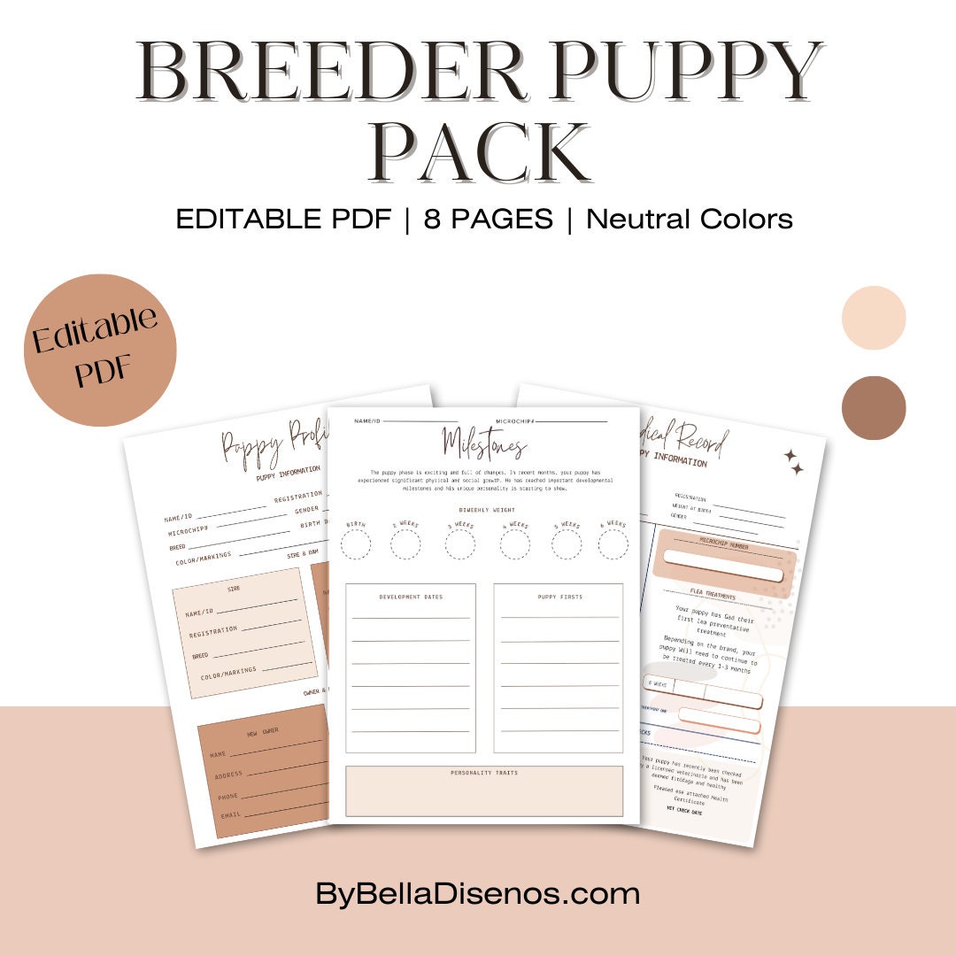 Fillable Breeder Puppy Pack,breeder Puppy Pack Printable Fillable Pdf ...