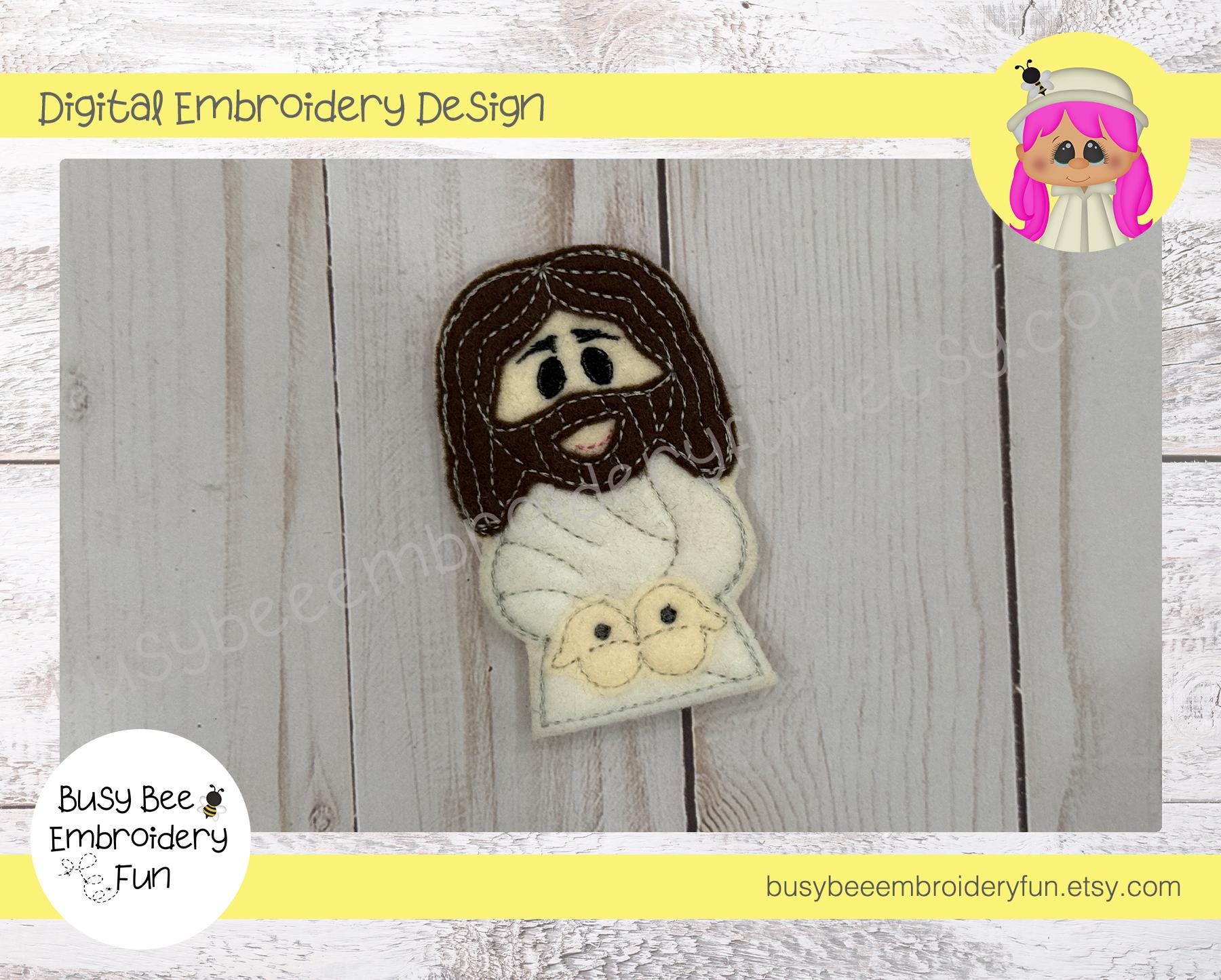Jesus Resurrected Finger Puppet Design-ith Digital Machine Embroidery ...
