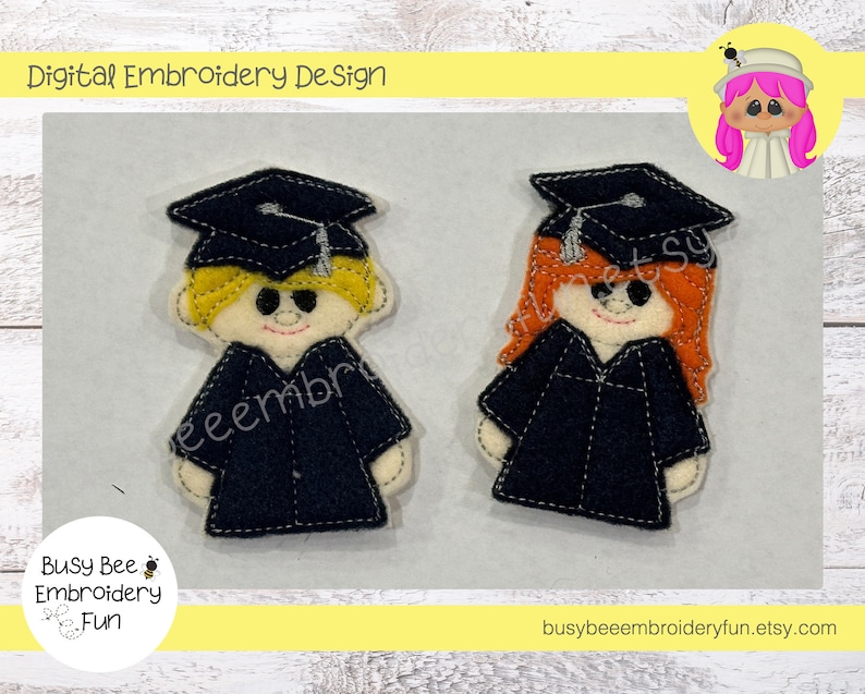 Graduation Finger Puppet Design-ith Digital Machine Embroidery File ...