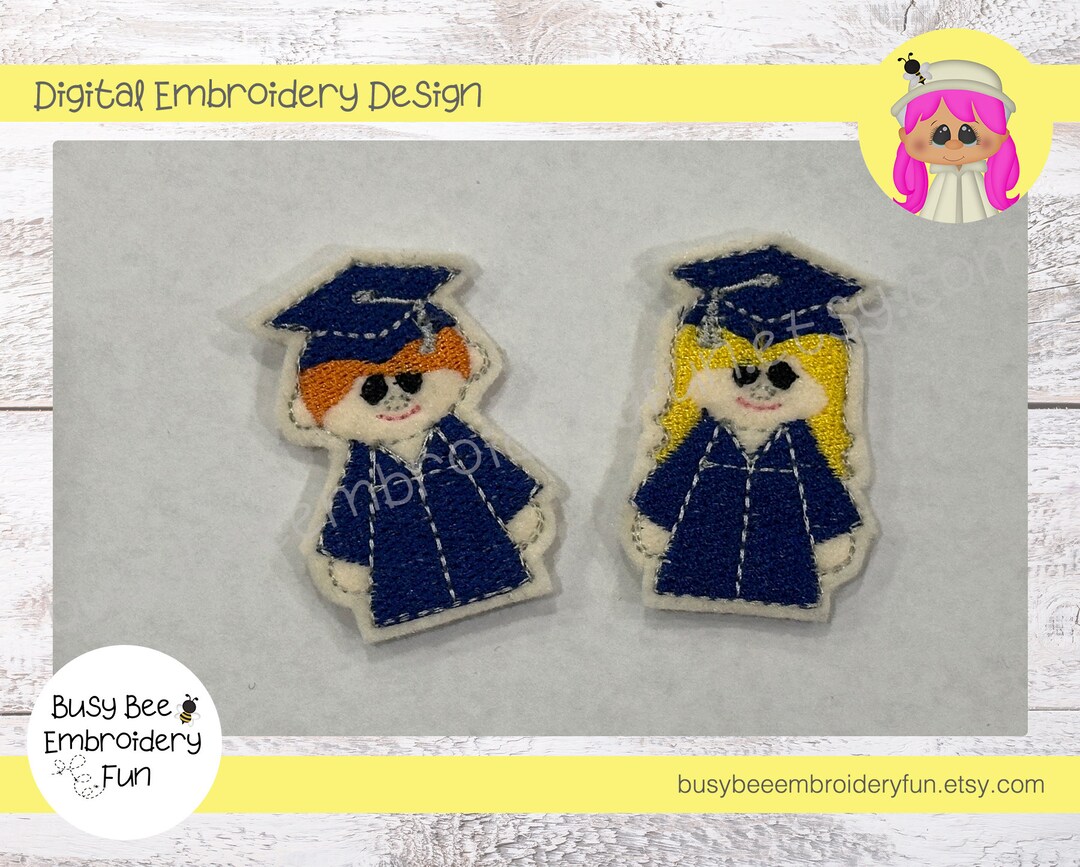 Graduation Feltie Design-ith Digital Machine Embroidery File-instant ...