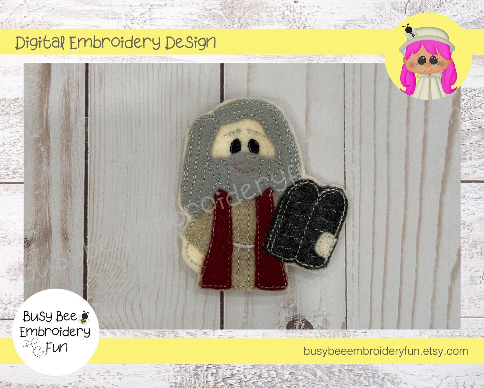 Moses Puppet Design-ith Digital Machine Embroidery File-instant ...