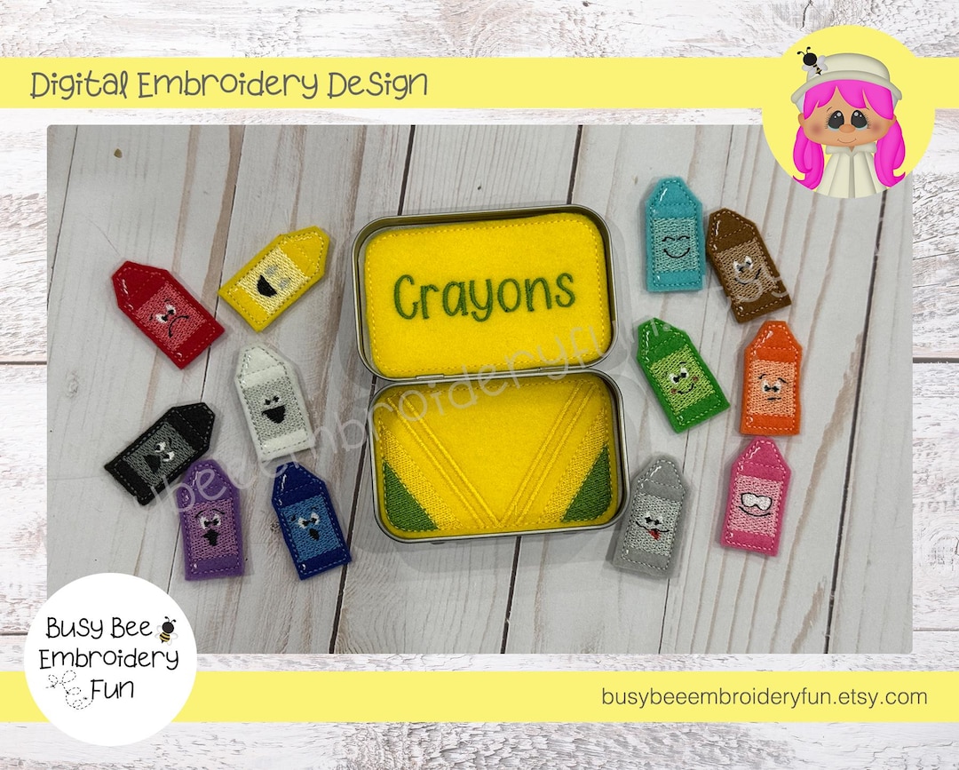 Crayon Tin Set -ITH Digital Machine Embroidery File-instant Download ...
