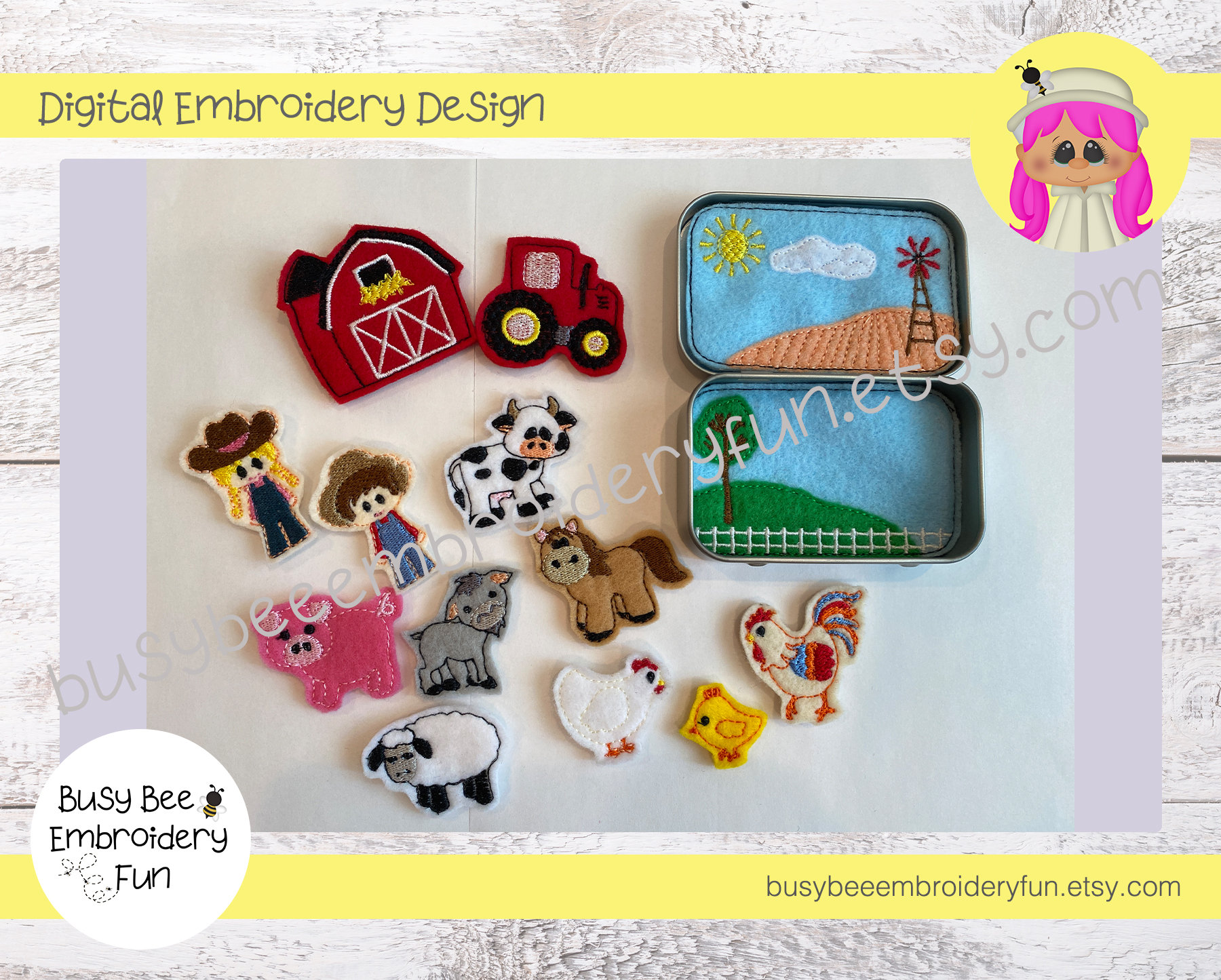 Farm Tin Set -ITH Digital Machine Embroidery File-instant Download-4x4 ...