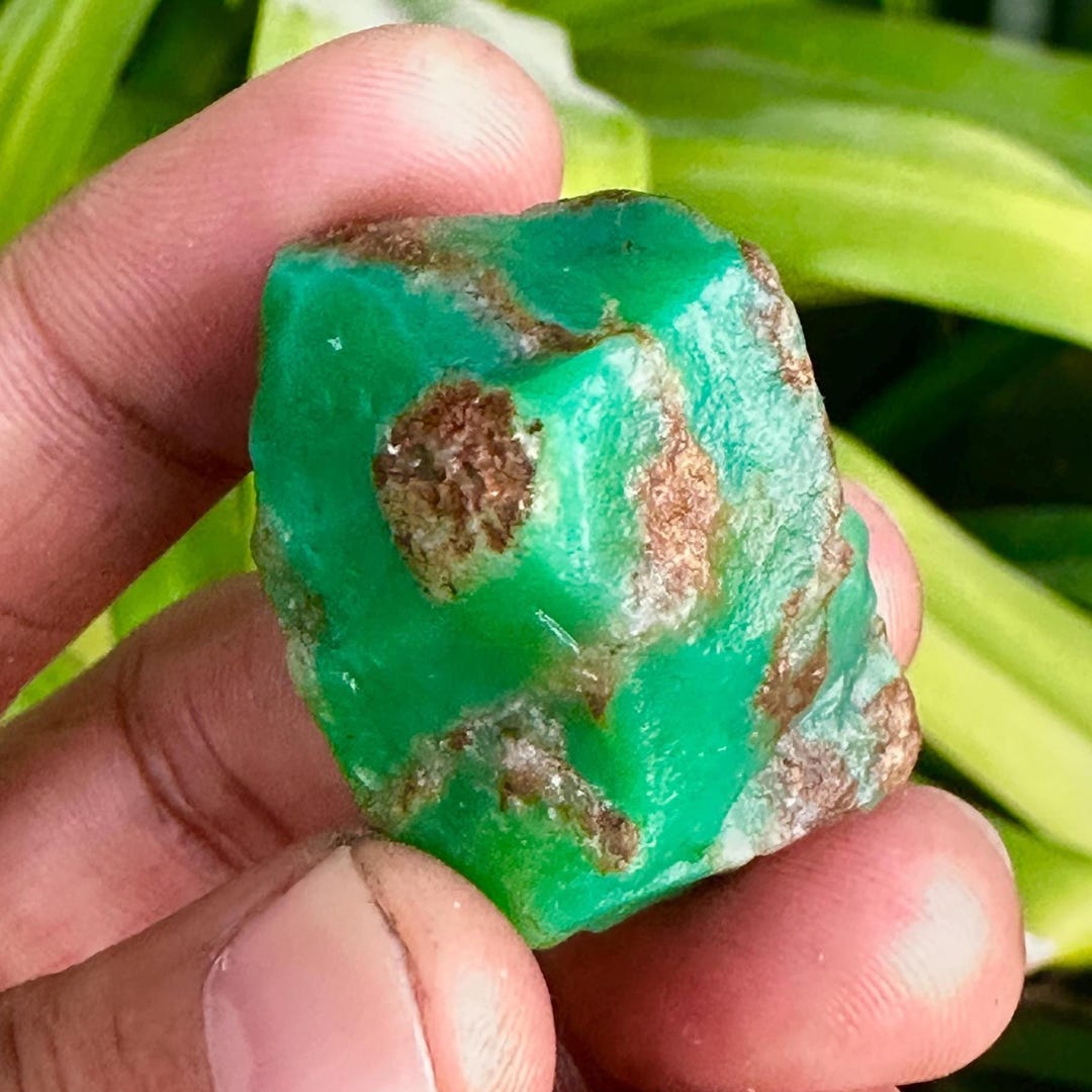 Dark Green Raw Chrysoprase Chunk, Reiki Healing Crystal - Etsy