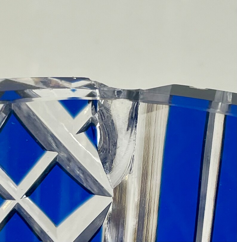 Japanese Kagami Cut Crystal Edo Kiriko Crystal Glass Blue Vase - Etsy