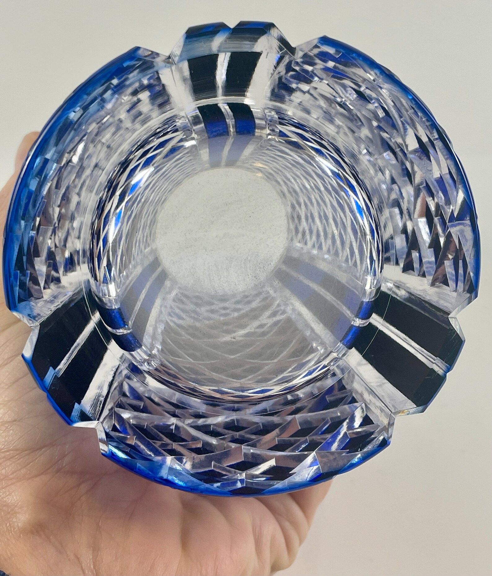 Japanese Kagami Cut Crystal Edo Kiriko Crystal Glass Blue Vase - Etsy