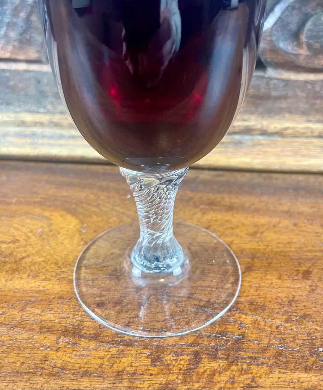 Vintage Ruby Red Bud Vase With Clear Glass Stem - Etsy