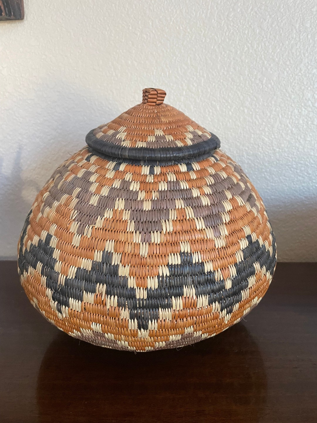 African Zulu Tribal Hand Woven Basket Lidded Traditional Ukhamba - Etsy