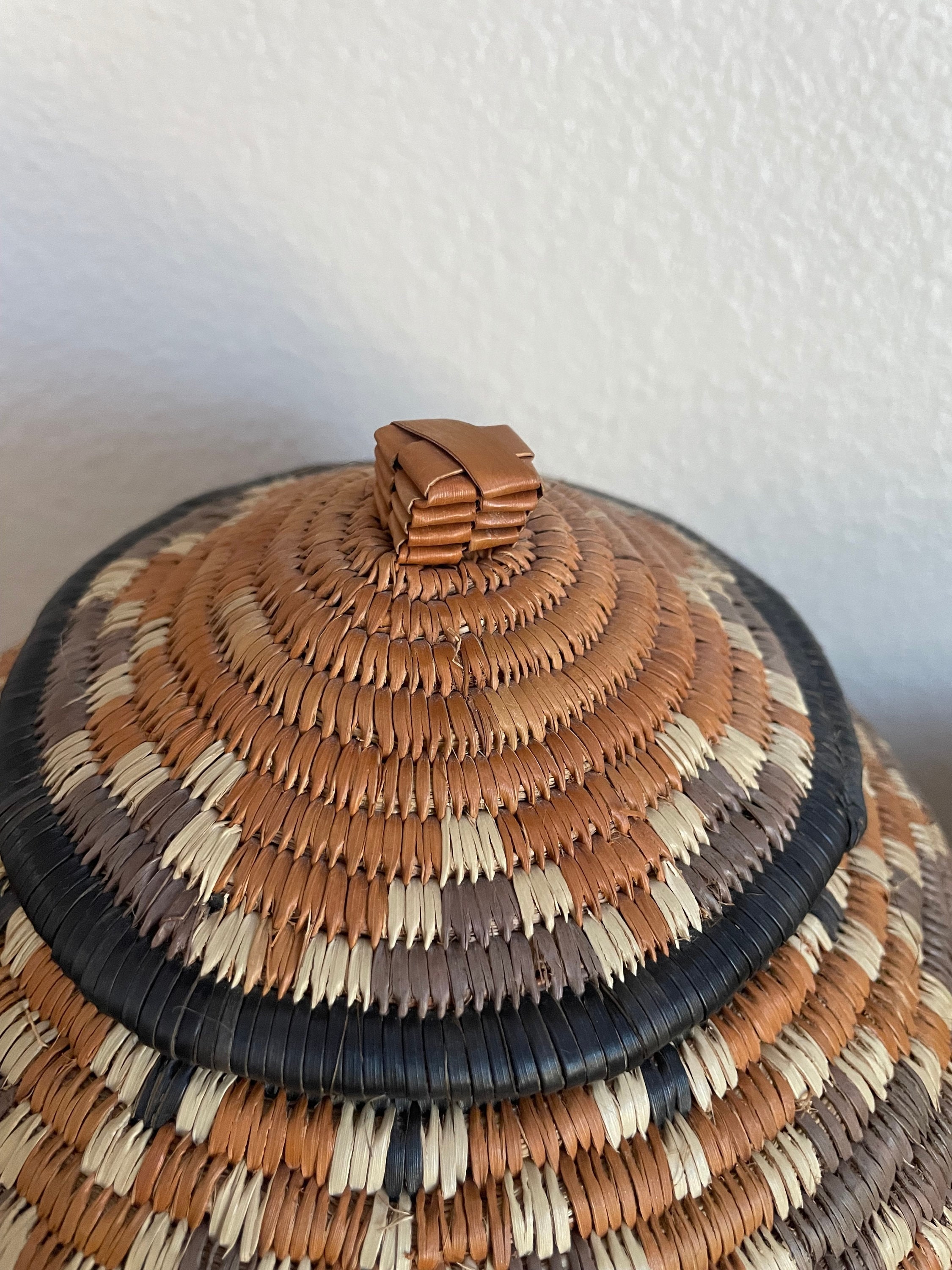 African Zulu Tribal Hand Woven Basket Lidded Traditional Ukhamba - Etsy