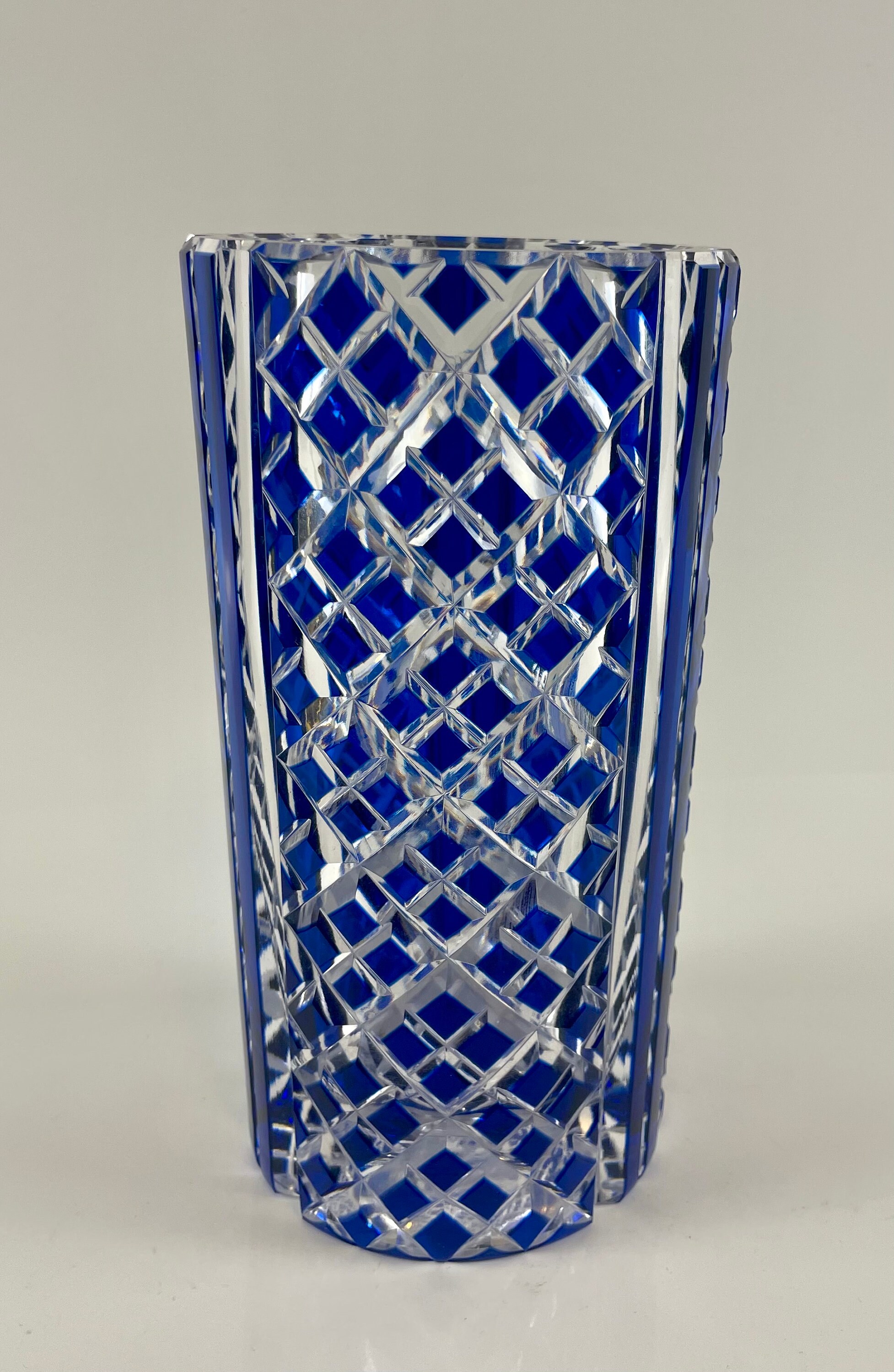 Japanese Kagami Cut Crystal Edo Kiriko Crystal Glass Blue Vase - Etsy