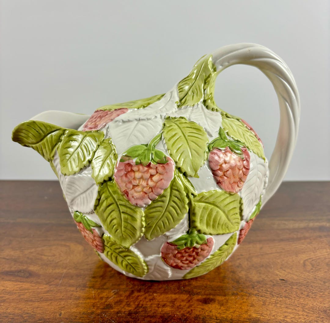 Vintage Ceramic Strawberry & Leaves Pitcher Made in Italy - Etsy