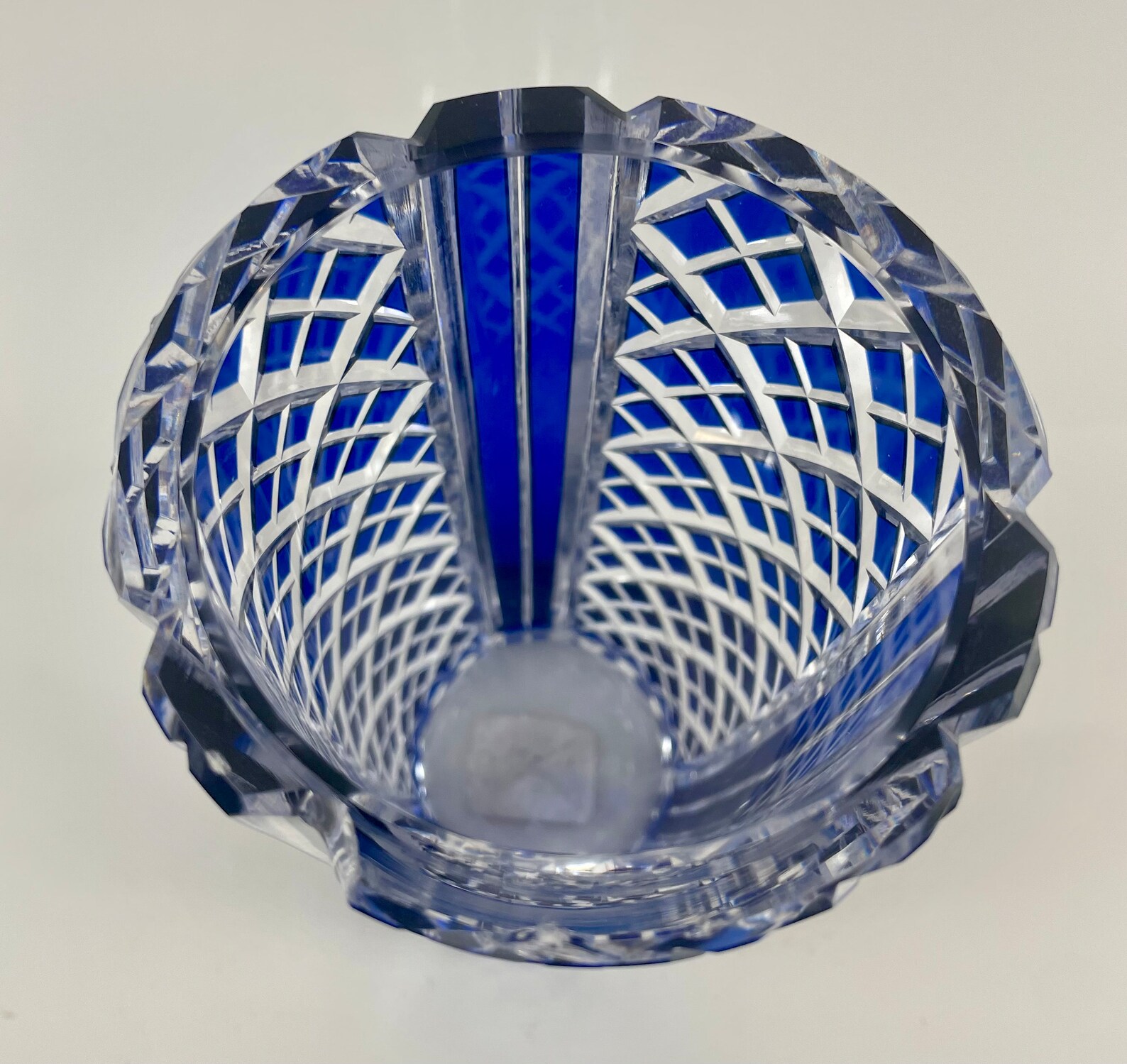 Japanese Kagami Cut Crystal Edo Kiriko Crystal Glass Blue Vase - Etsy