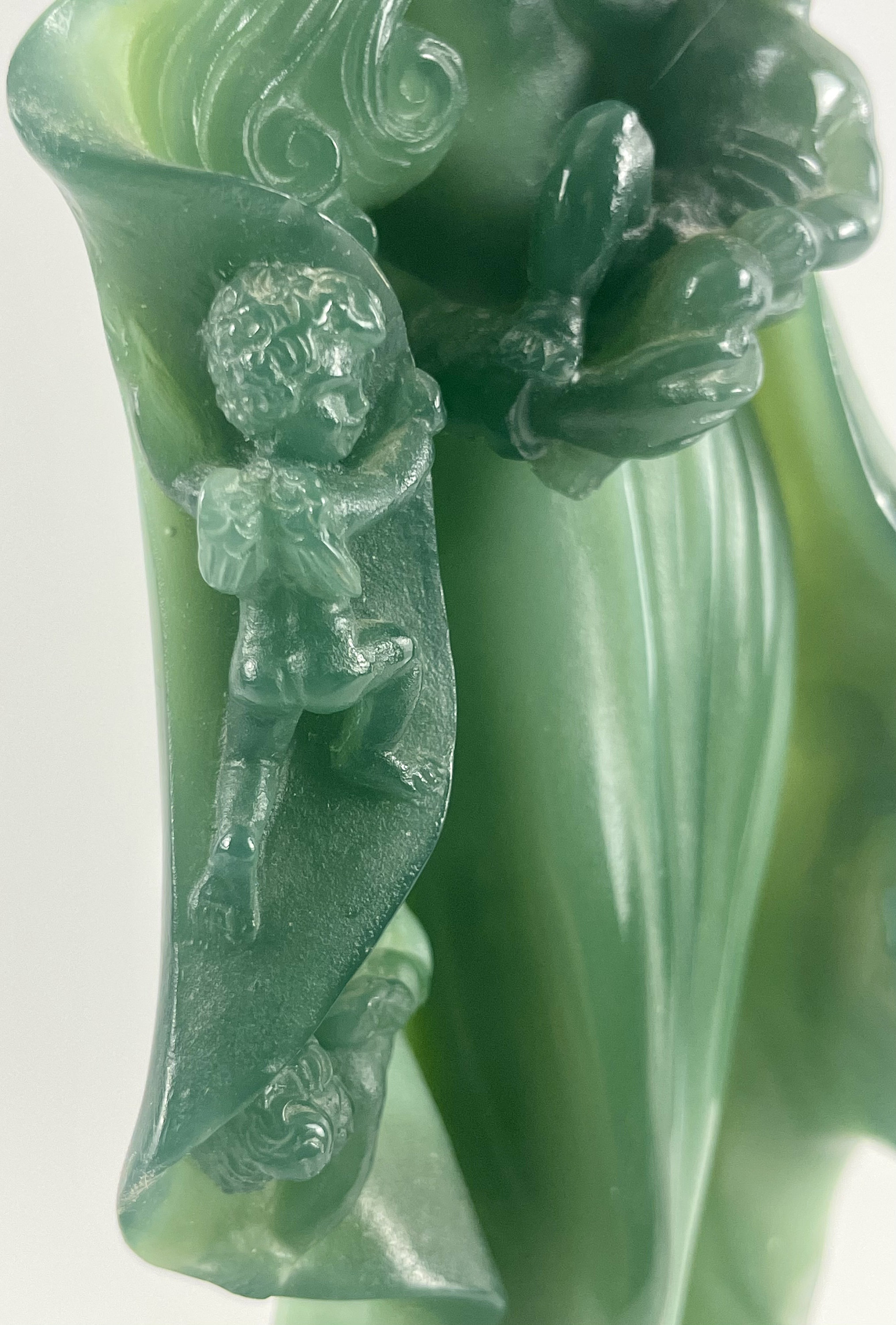 1930's Vintage Madonna Statue Green Jade, Marble Base Mary & Jesus ...