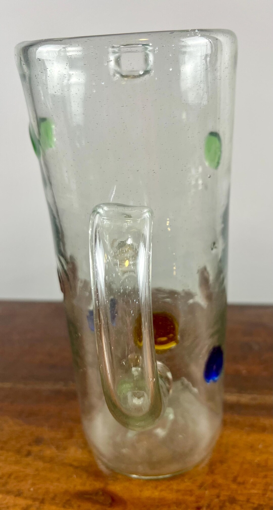 Handblown Glass Pitcher With Multicolor Bubbles, Murano Style, Vintage ...