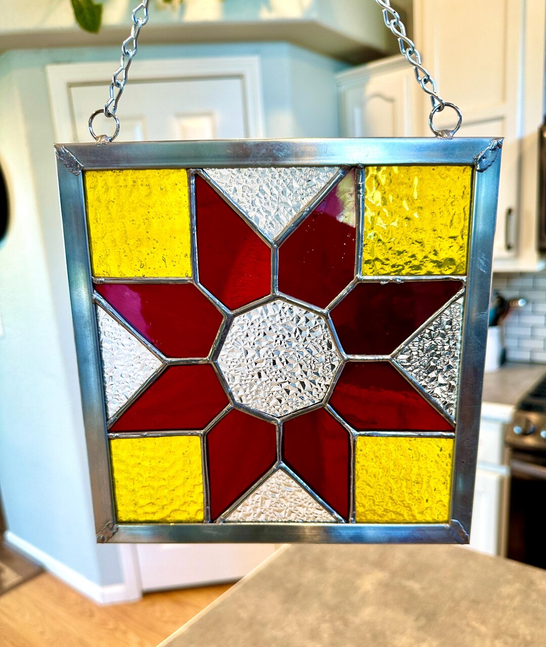 Red Flower Stained Glass - Etsy