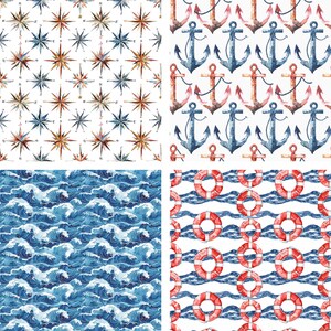 Nautical Pattern Digital Papers JPG, Seamless Crafting Paper ...