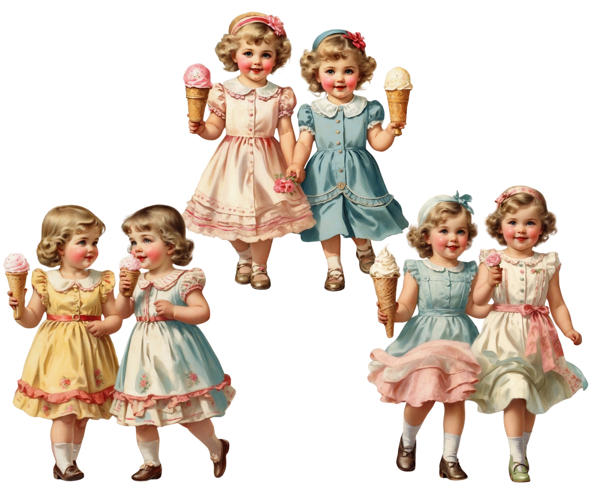 Ice Cream Girls CLIPART PNG Files Commercial Use Transparent Background ...