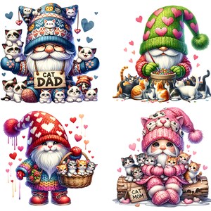 Cat Lover Gnomes CLIPART PNG Files, Pet Gnome Sublimation, Kitten Kitty ...