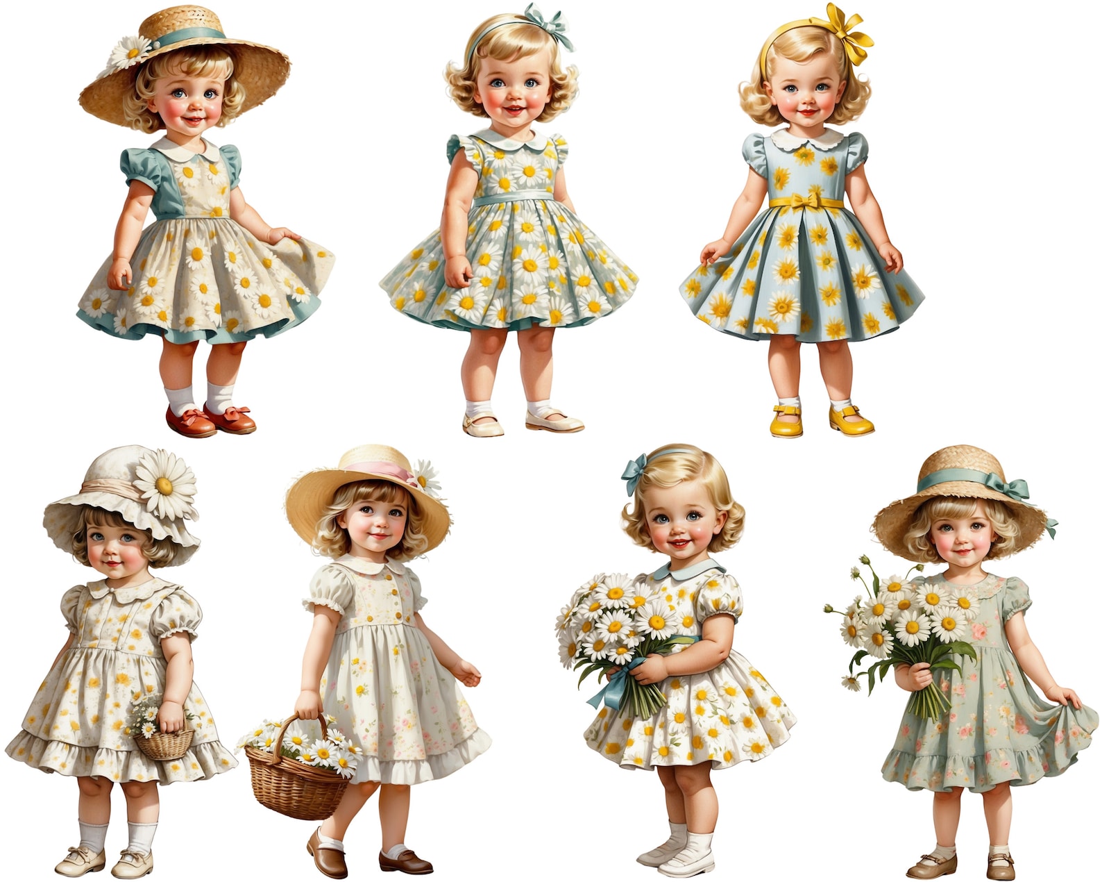 Daisy Girls CLIPART PNG Files Commercial Use Transparent Background ...