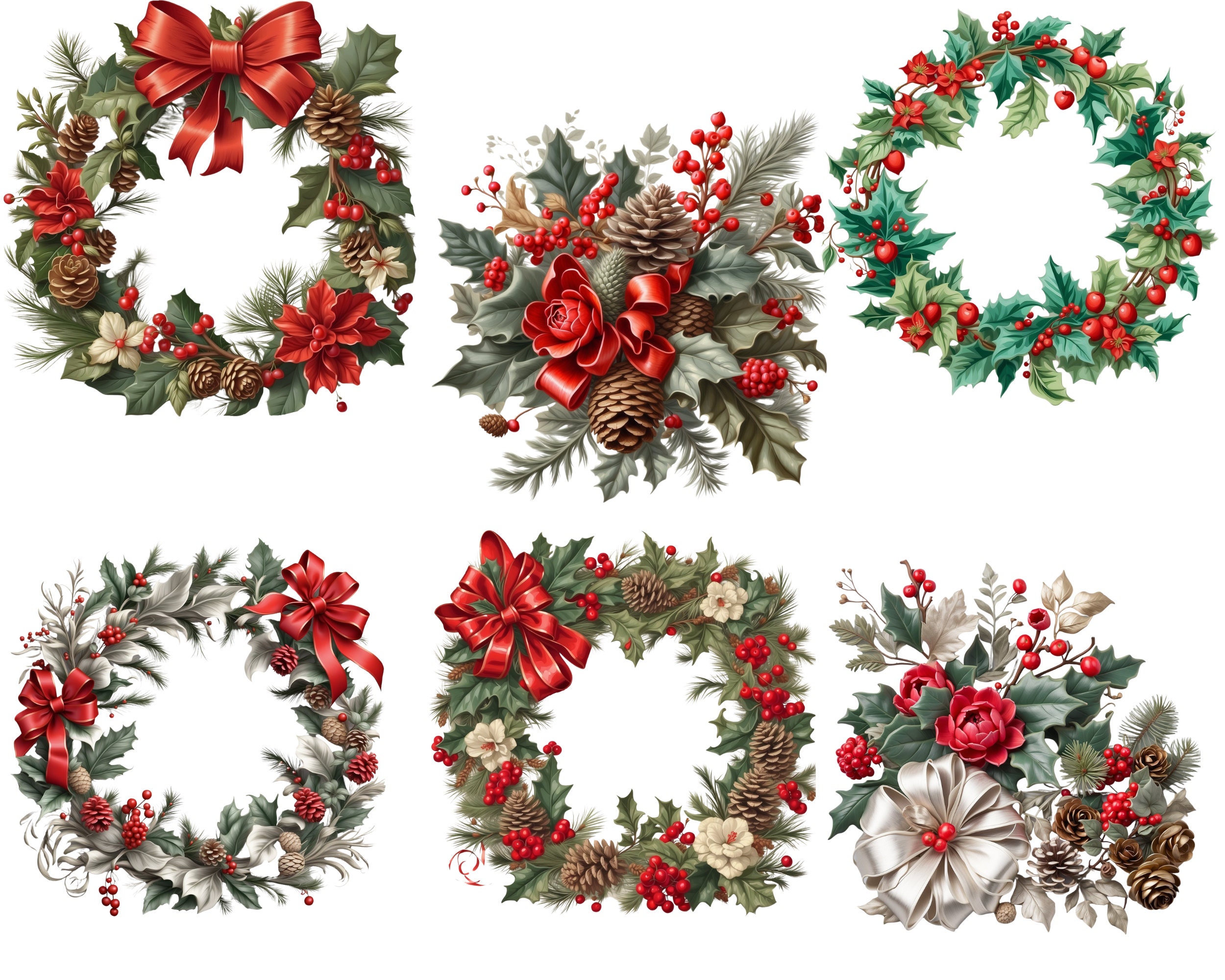 Christmas Flowers Candles CLIPART PNG Files Commercial Use Transparent ...