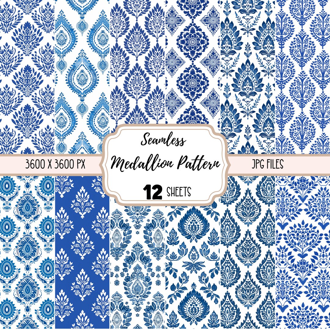 Medallion Pattern Digital Papers JPG, Seamless Crafting Paper ...