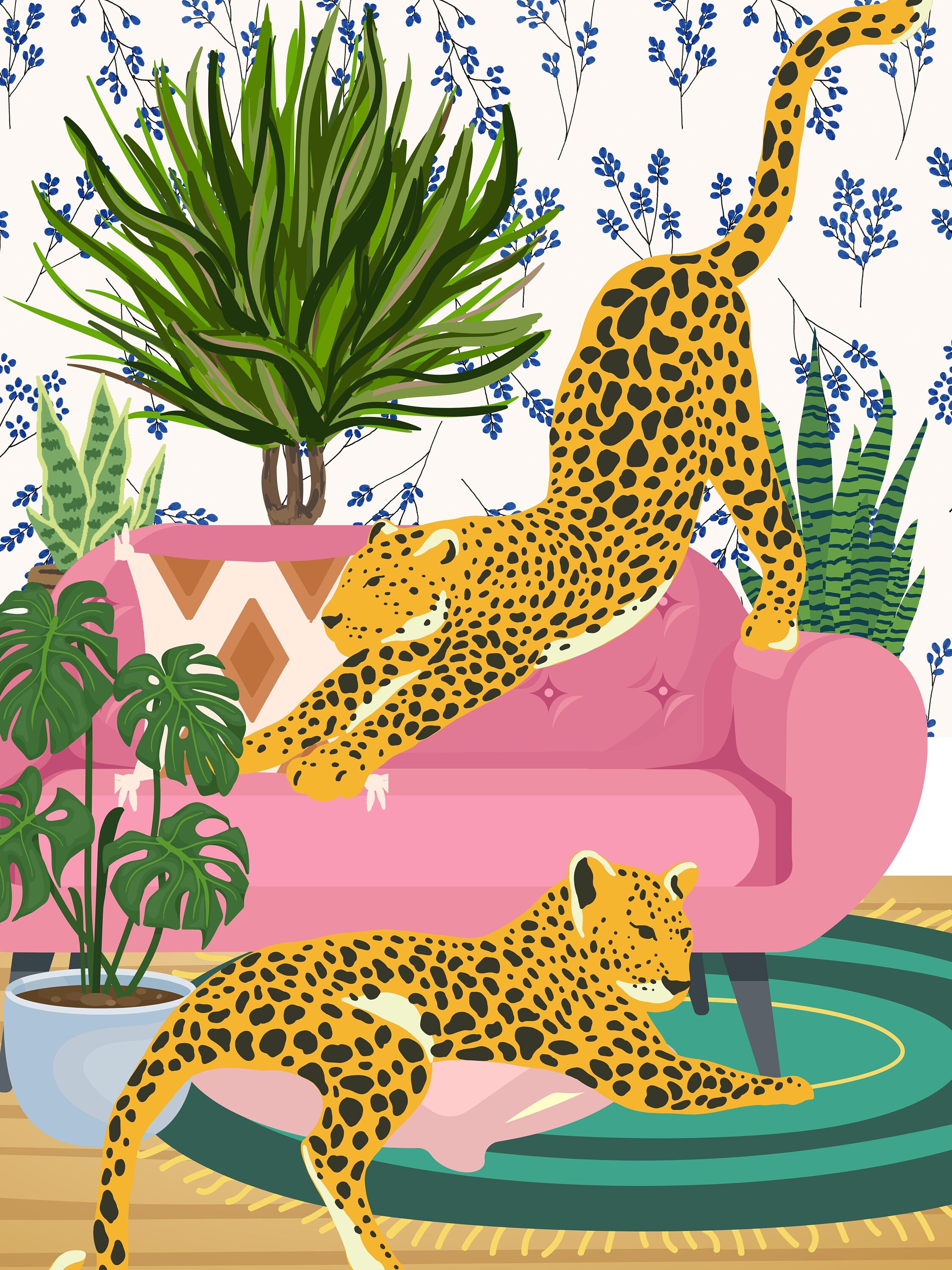 INSTANT DOWNLOAD Leopard Art Print Chinoiserie Urn Poster Big - Etsy